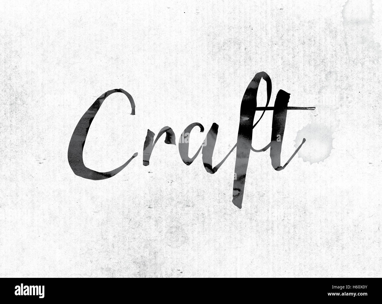 The word "Craft" concept and theme painted in watercolor ink on a white ...
