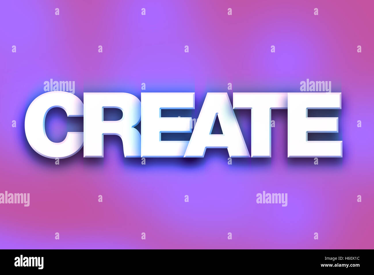 The word "Create" written in white 3D letters on a colorful background ...