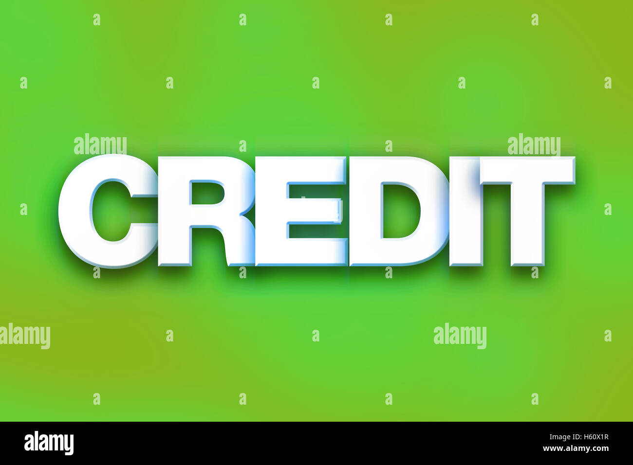 The word "Credit" written in white 3D letters on a colorful background ...