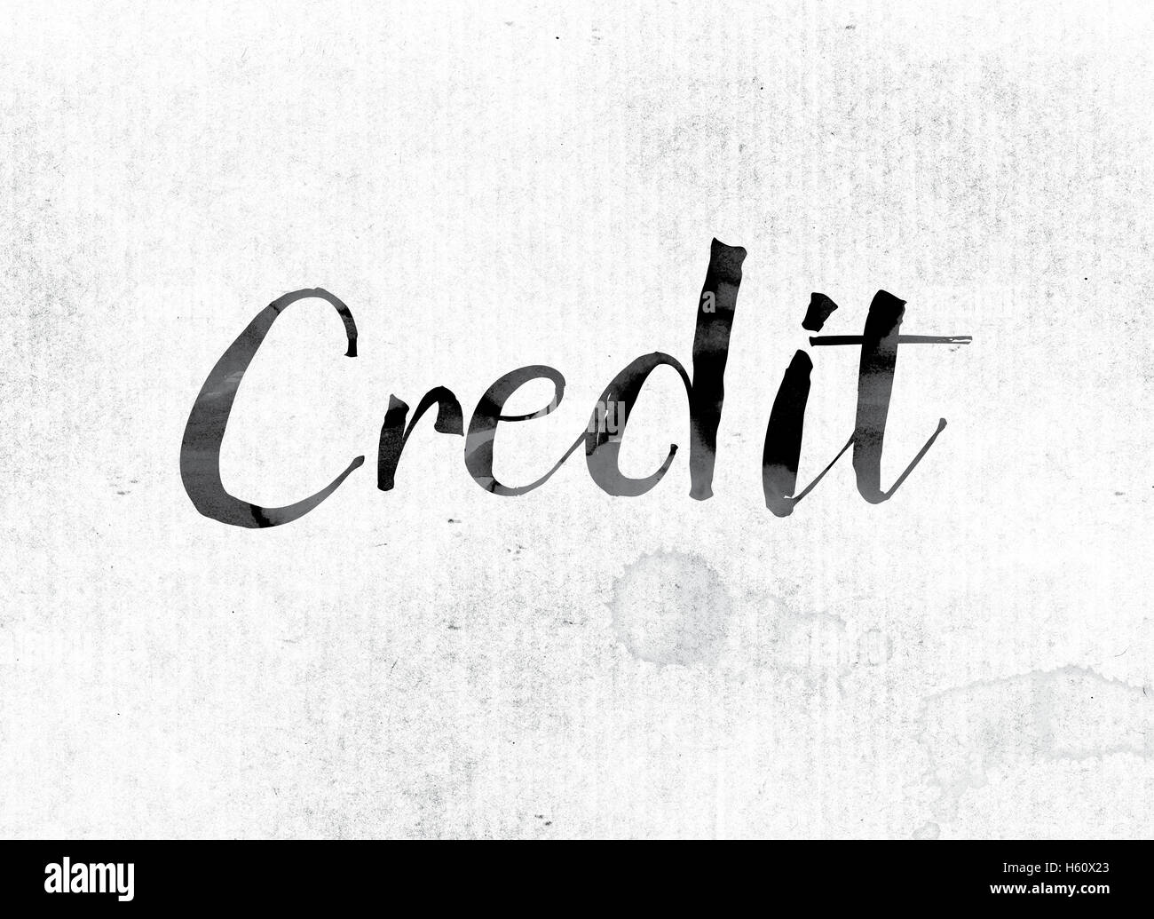The word "Credit" concept and theme painted in watercolor ink on a ...