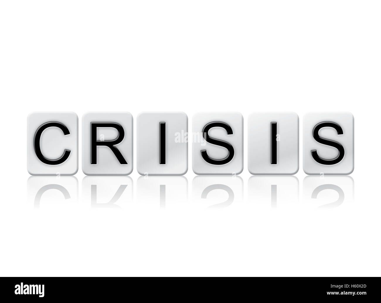 The word "Crisis" written in tile letters isolated on a white ...