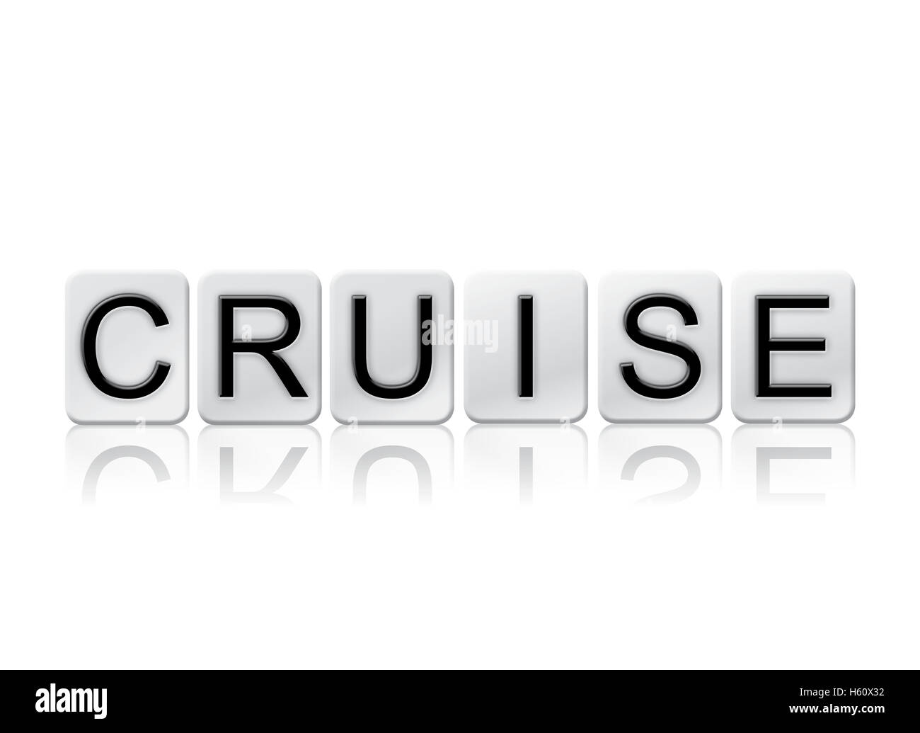 The word "Cruise" written in tile letters isolated on a white ...