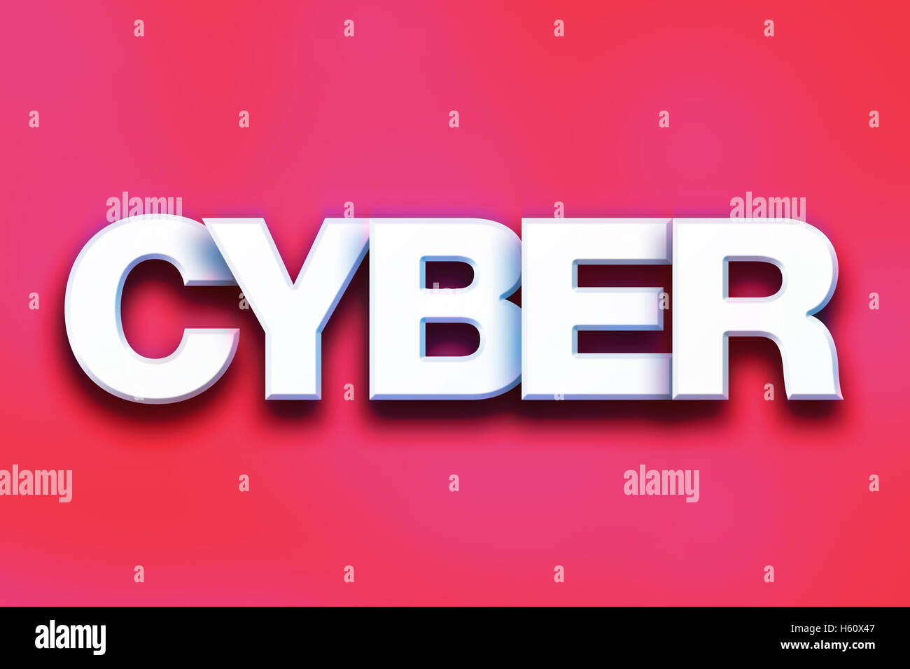 The word "Cyber" written in white 3D letters on a colorful background ...