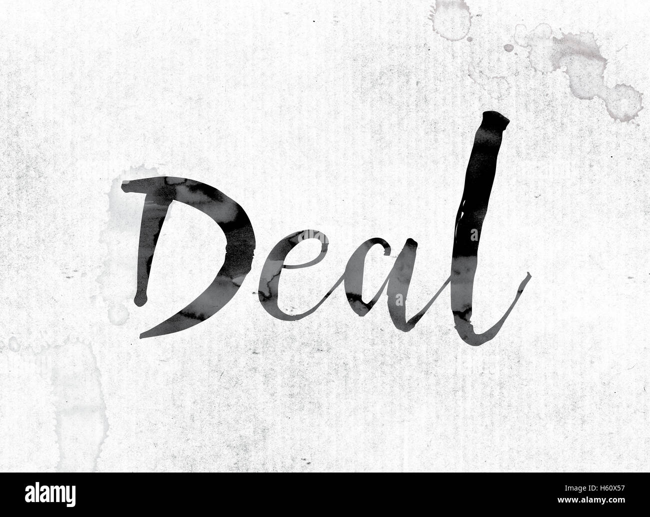 The word "Deal" concept and theme painted in watercolor ink on a white ...