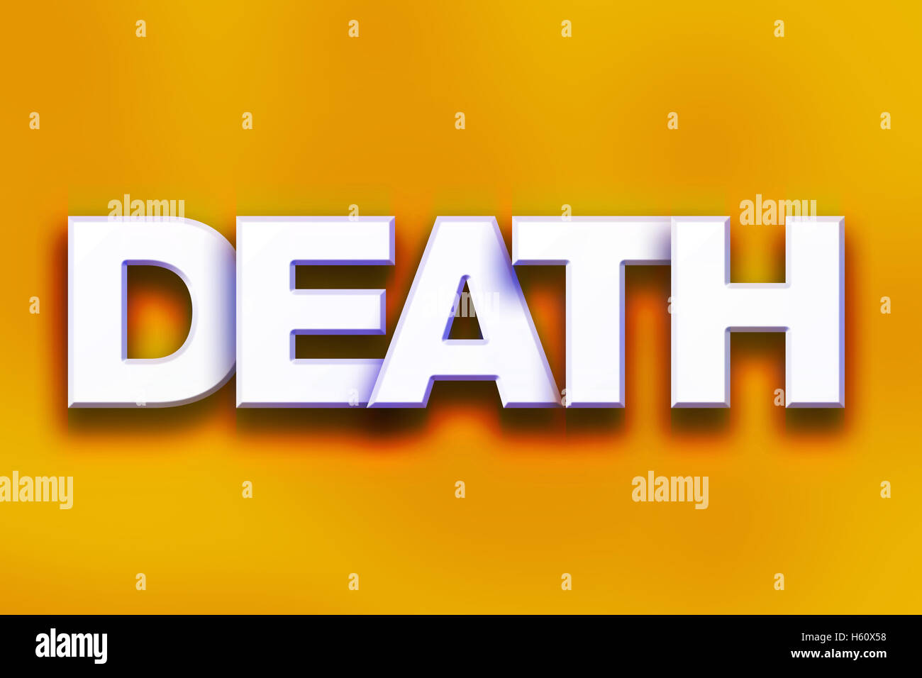 The word "Death" written in white 3D letters on a colorful background ...