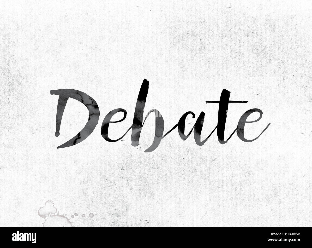 The word "Debate" concept and theme painted in watercolor ink on a ...