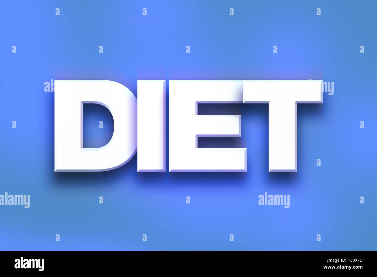 The word "Diet" written in white 3D letters on a colorful background ...