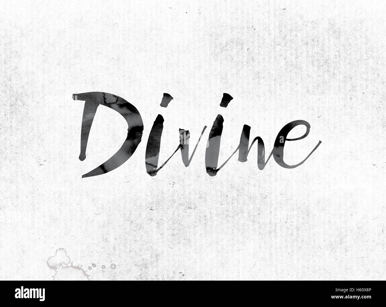 The word "Divine" concept and theme painted in watercolor ink on a ...