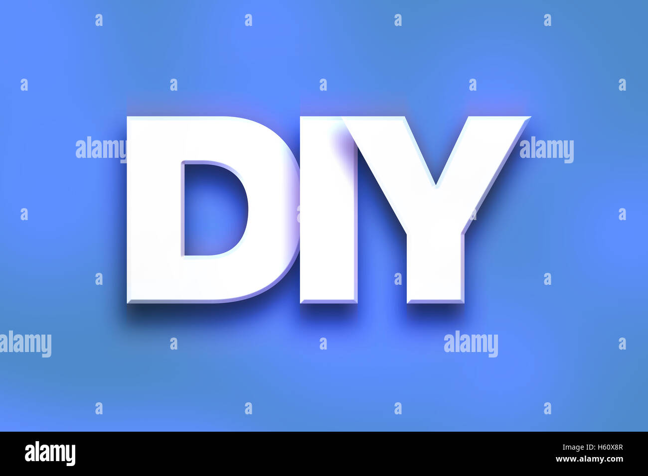 The word "DIY" written in white 3D letters on a colorful background ...
