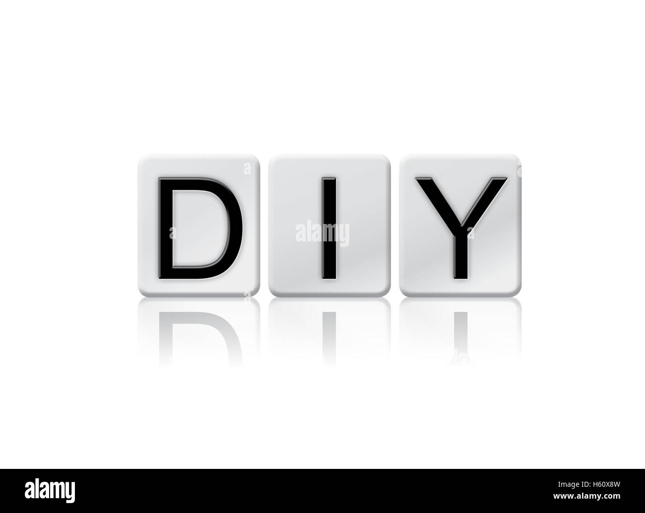 The word "DIY" written in tile letters isolated on a white background ...