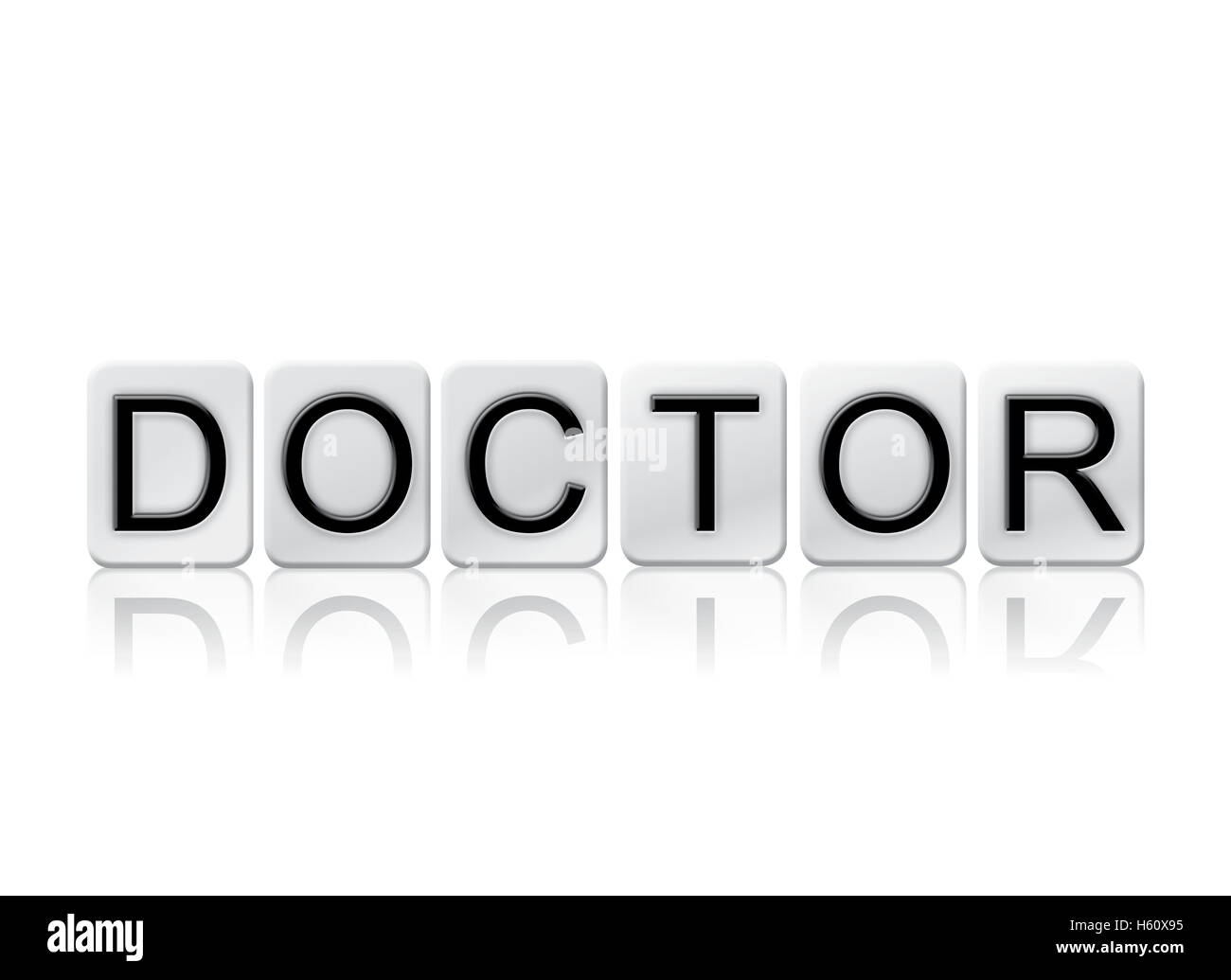 The word "Doctor" written in tile letters isolated on a white ...