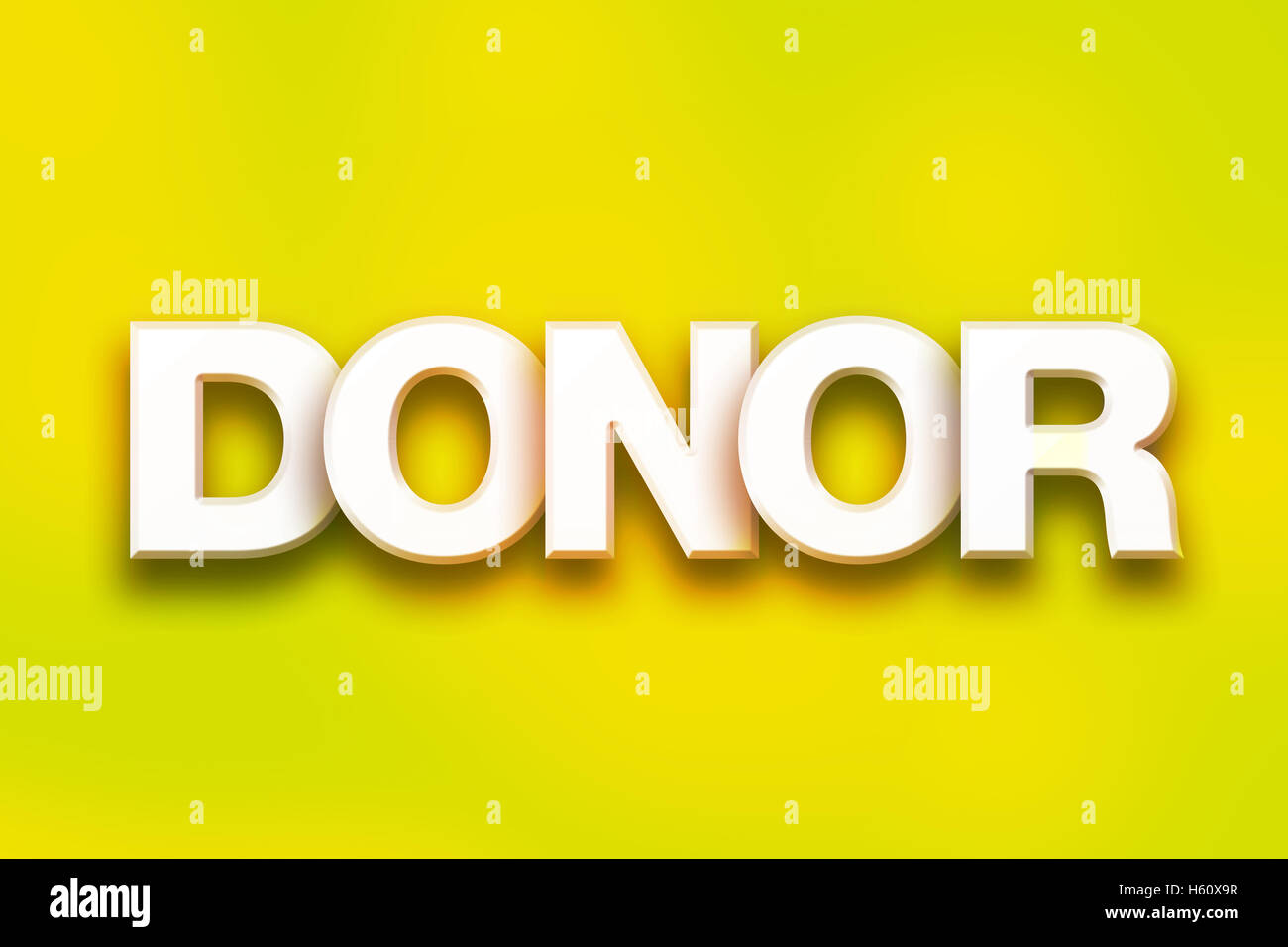 The word "Donor" written in white 3D letters on a colorful background ...