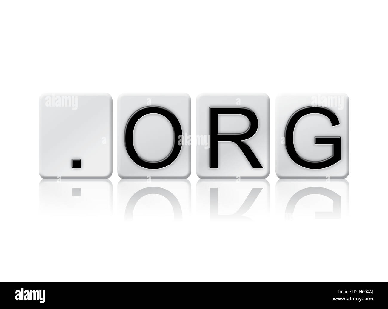 The word "Dot Org" written in tile letters isolated on a white ...