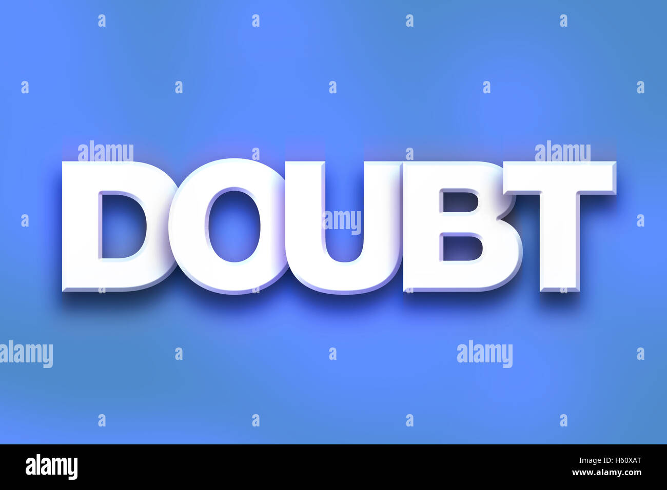The word "Doubt" written in white 3D letters on a colorful background ...