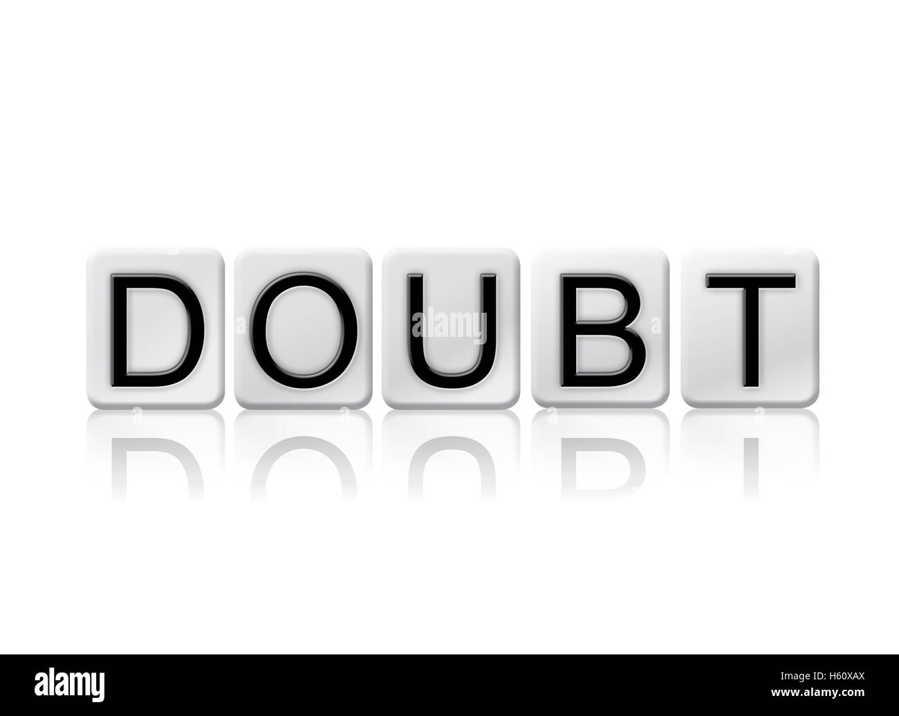 The word "Doubt" written in tile letters isolated on a white background ...