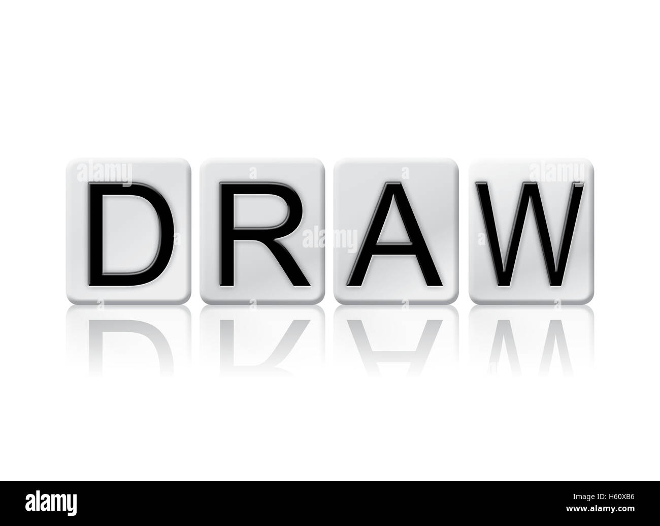 The word "Draw" written in tile letters isolated on a white background ...