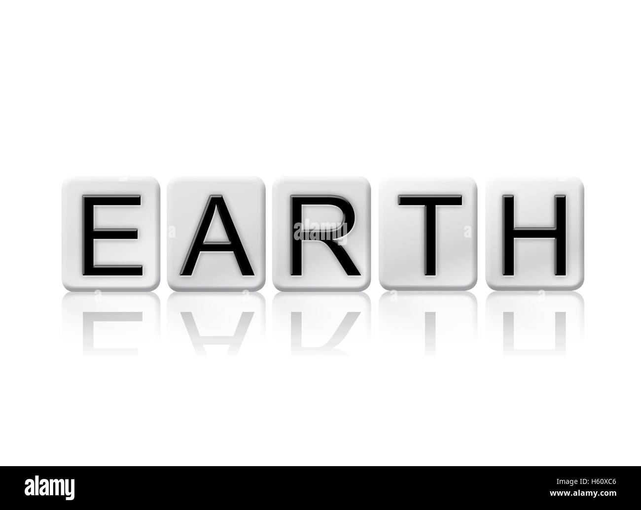 The word "Earth" written in tile letters isolated on a white background ...
