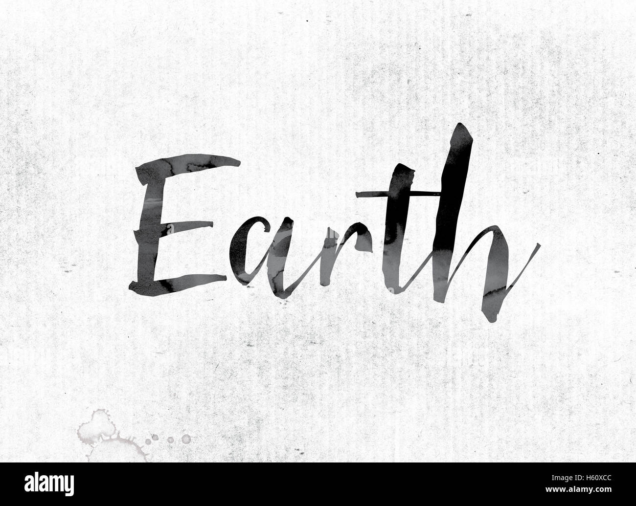 The word "Earth" concept and theme painted in watercolor ink on a white ...
