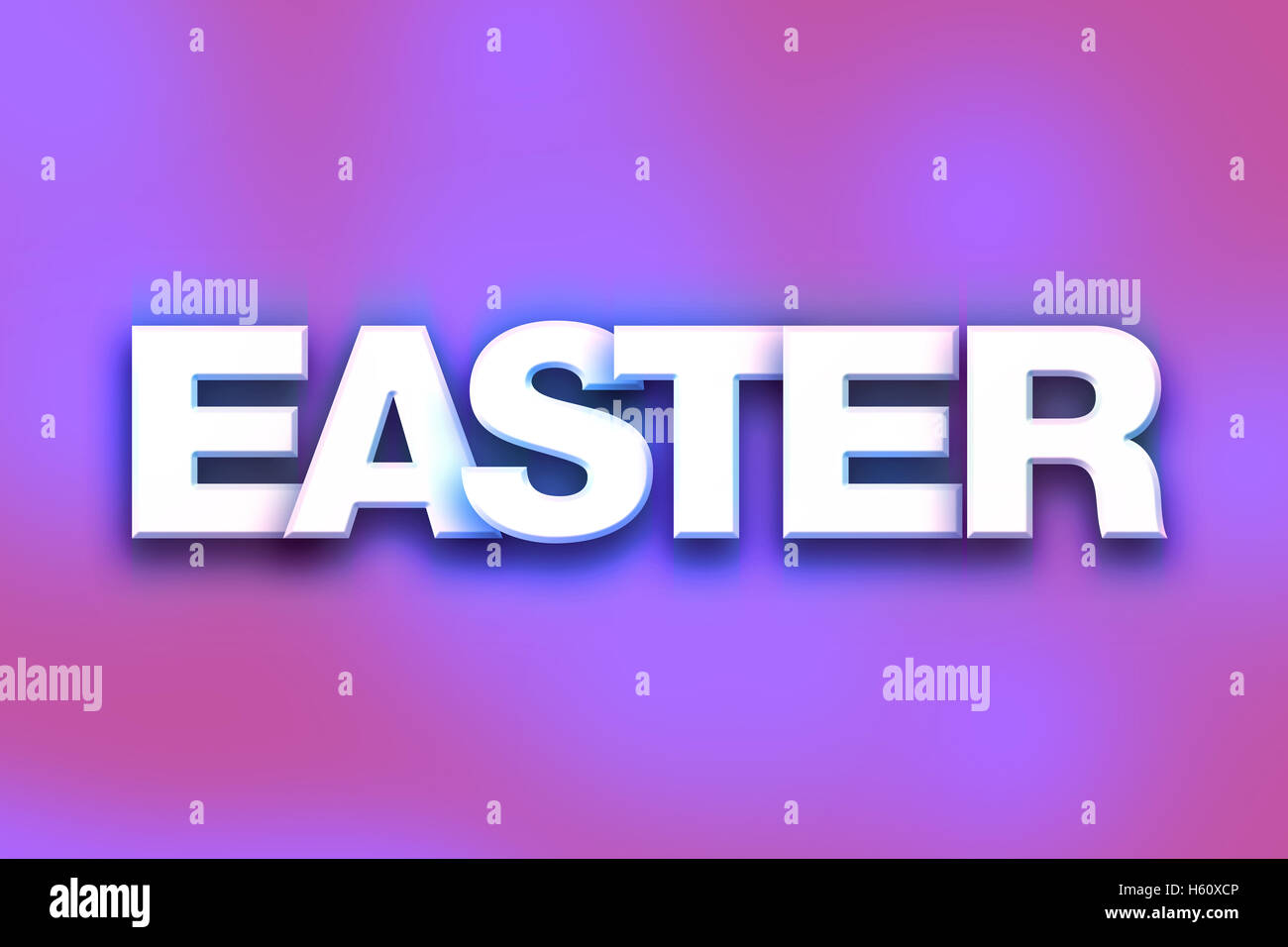 The word "Easter" written in white 3D letters on a colorful background ...