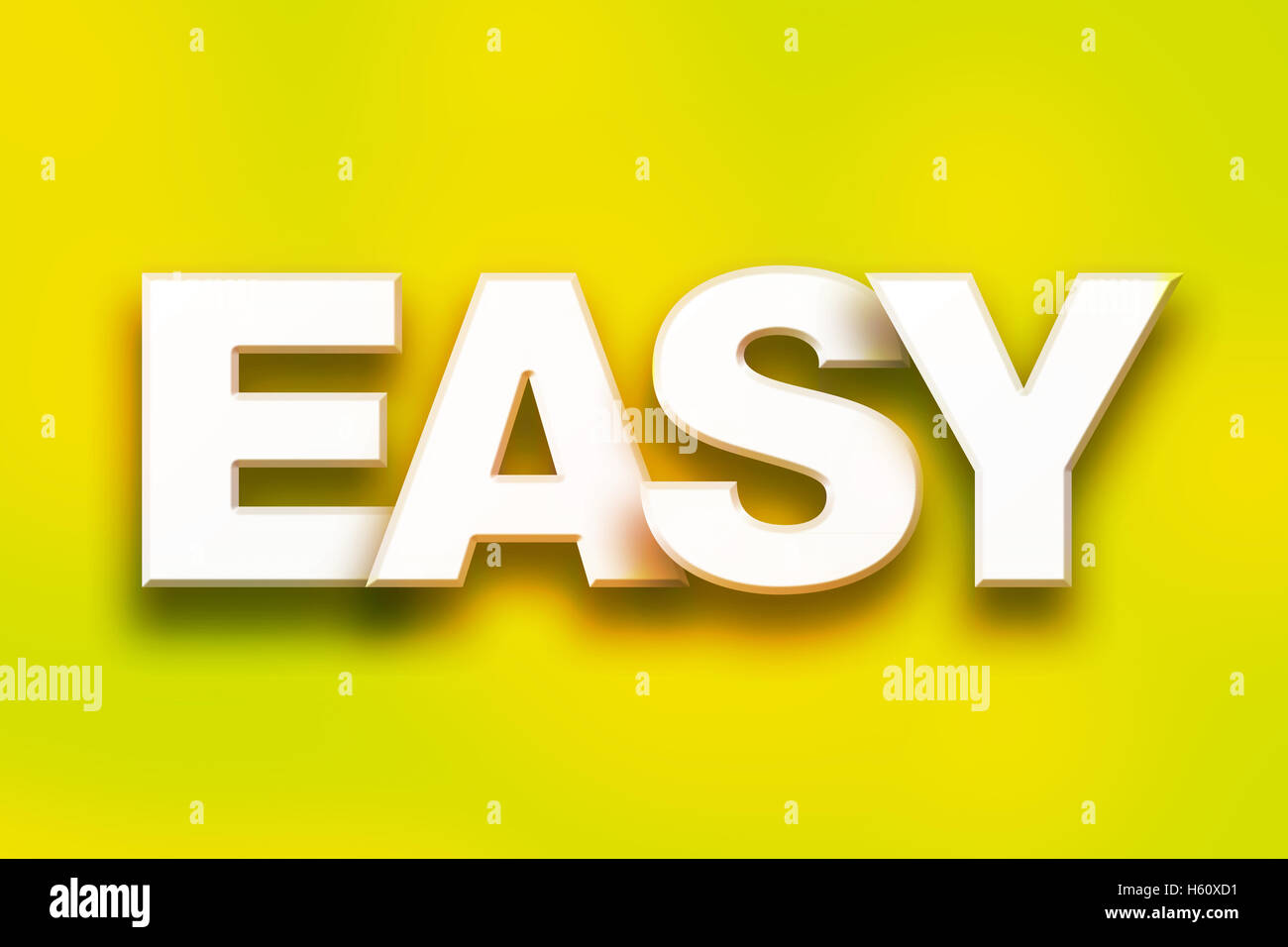 The word "Easy" written in white 3D letters on a colorful background ...