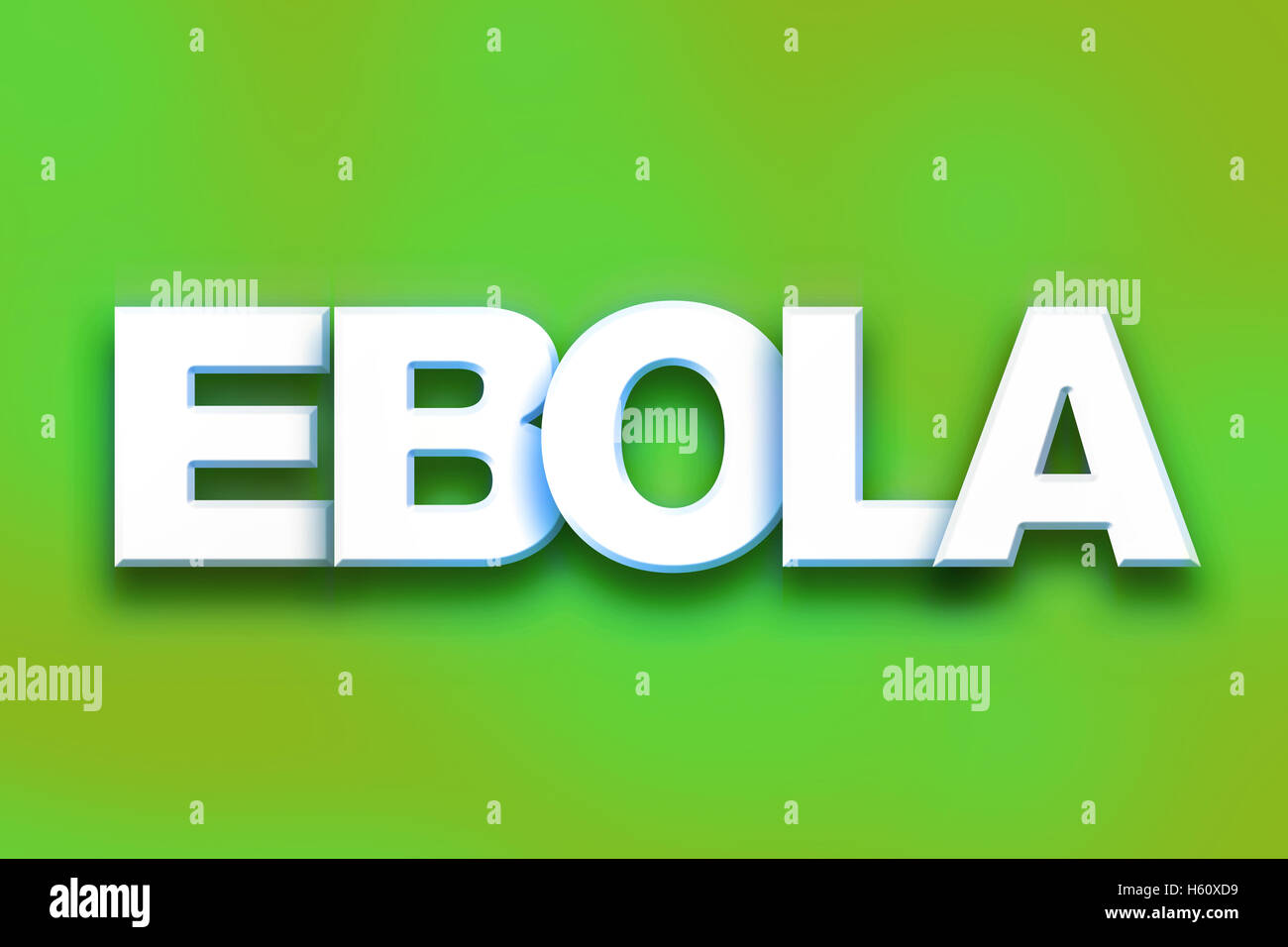 The word "Ebola" written in white 3D letters on a colorful background ...