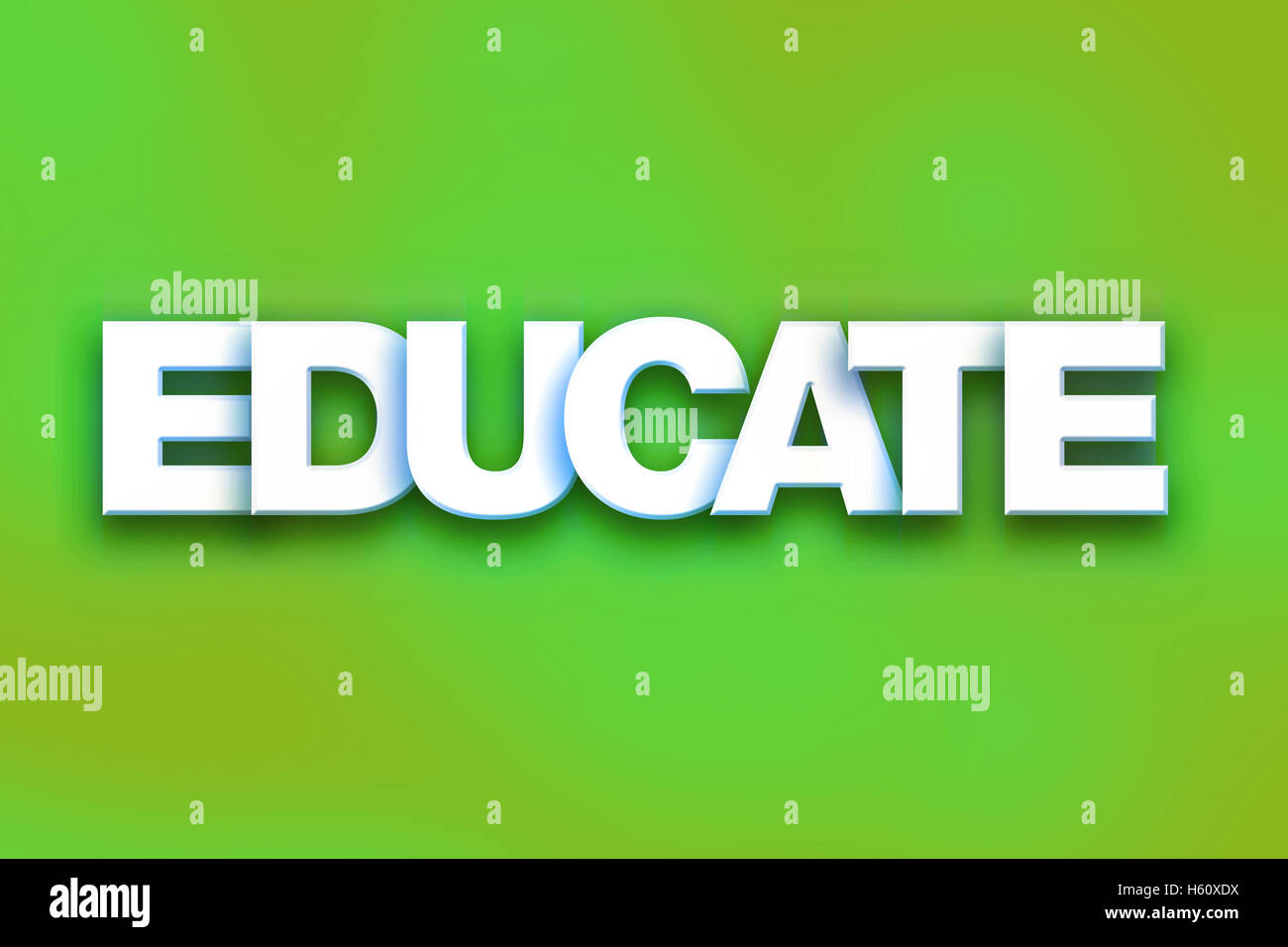 The word "Educate" written in white 3D letters on a colorful background ...