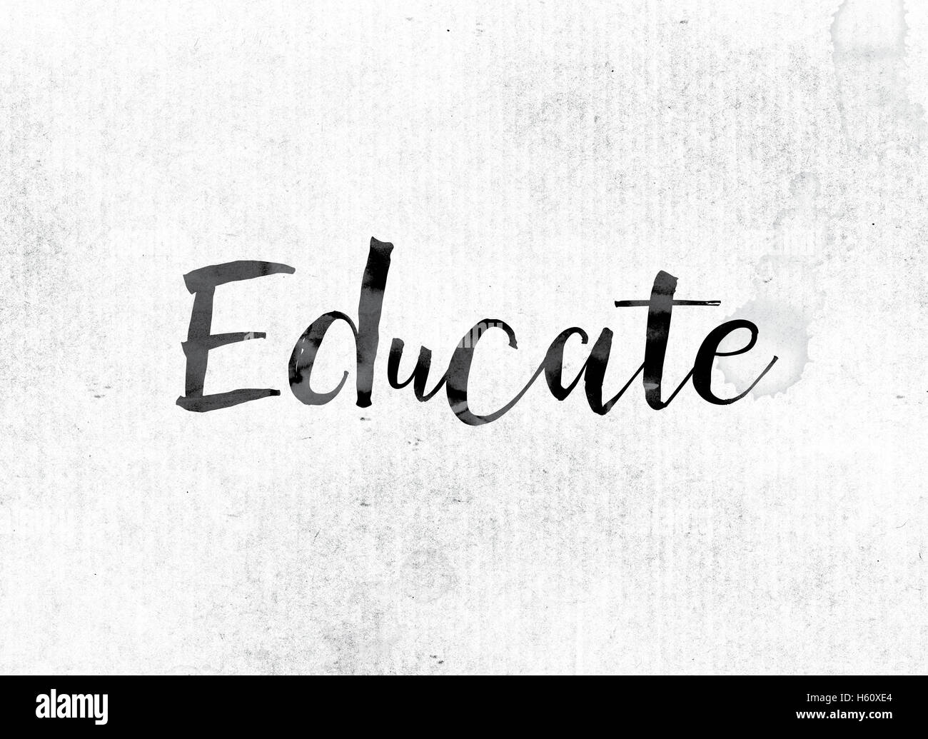 The word "Educate" concept and theme painted in watercolor ink on a ...
