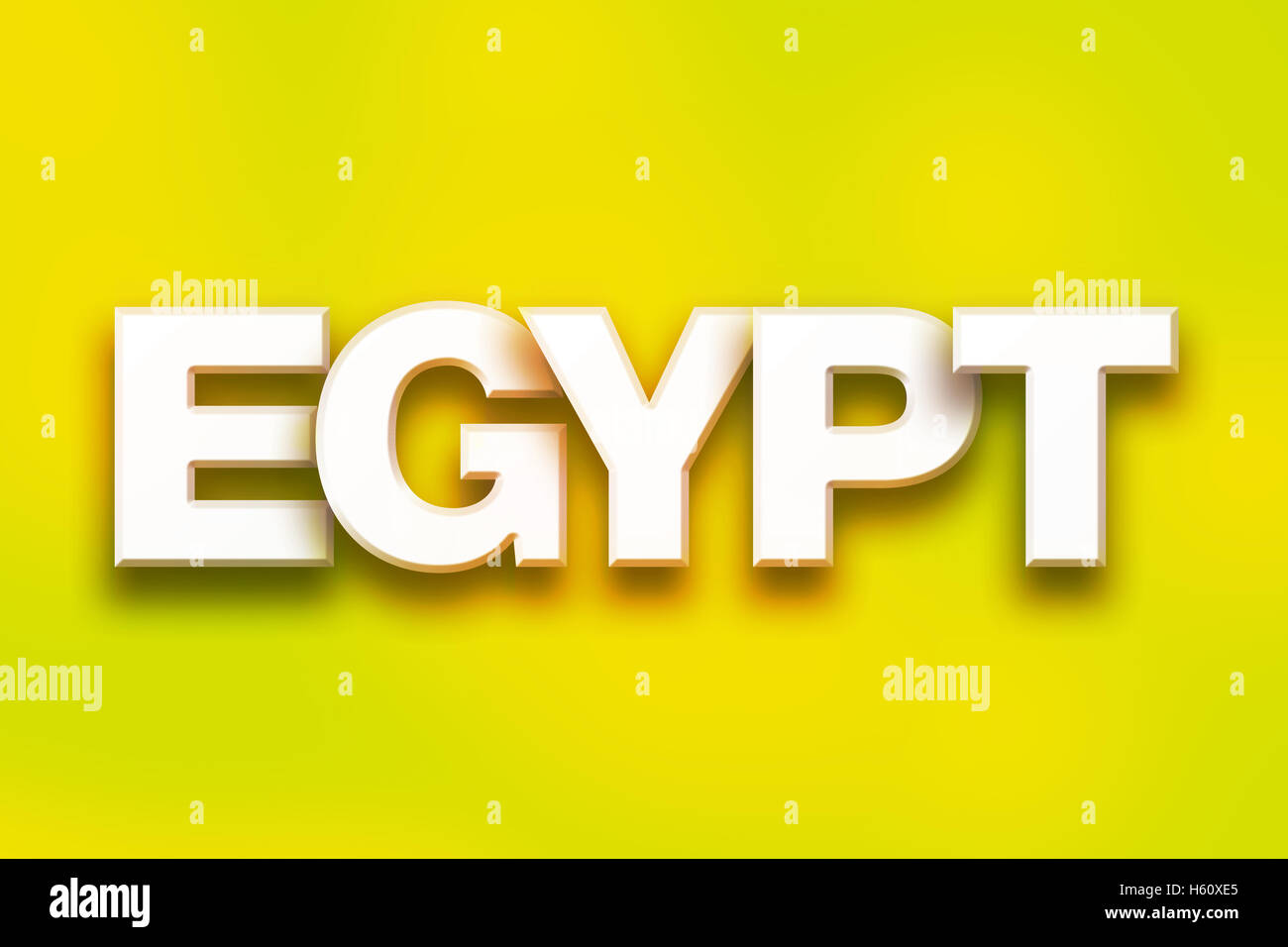 The word "Egypt" written in white 3D letters on a colorful background ...