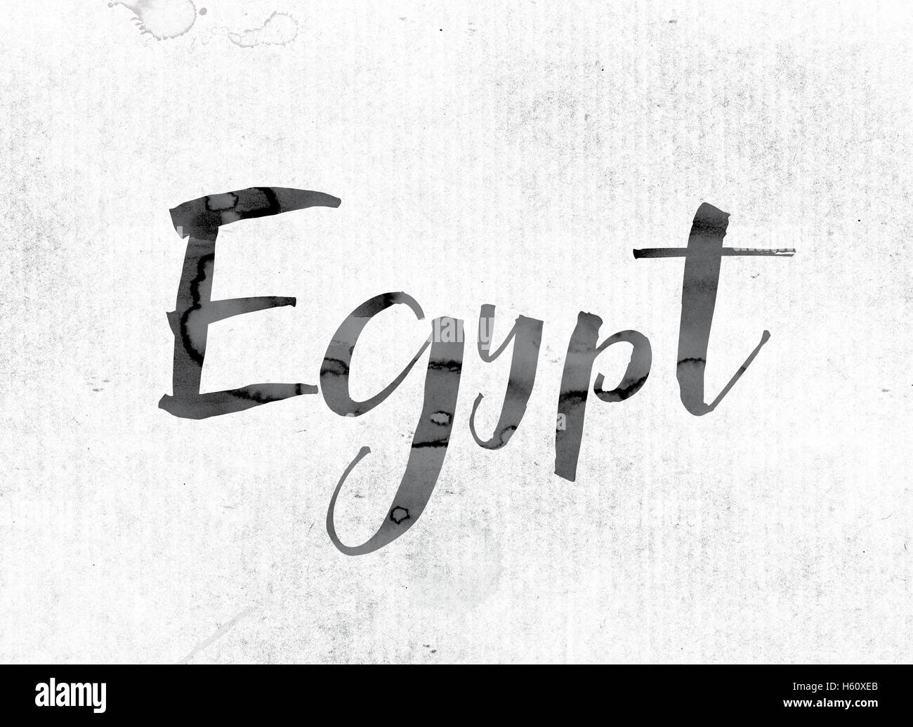 The word "Egypt" concept and theme painted in watercolor ink on a white ...