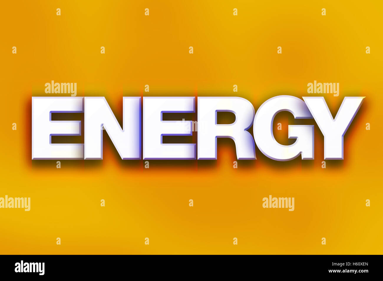 The word "Energy" written in white 3D letters on a colorful background ...