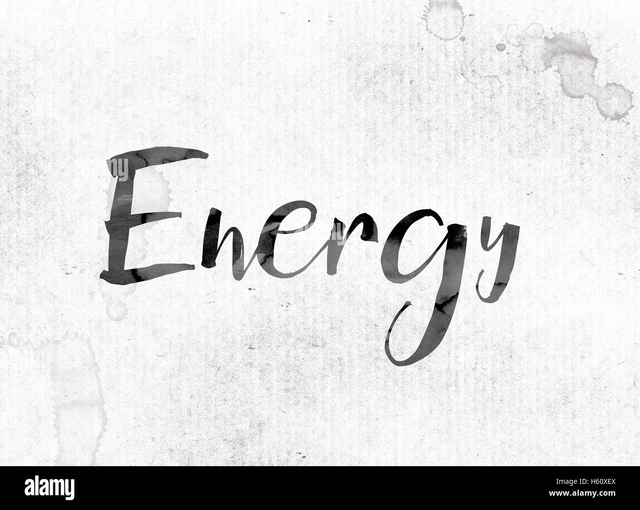 The word "Energy" concept and theme painted in watercolor ink on a ...