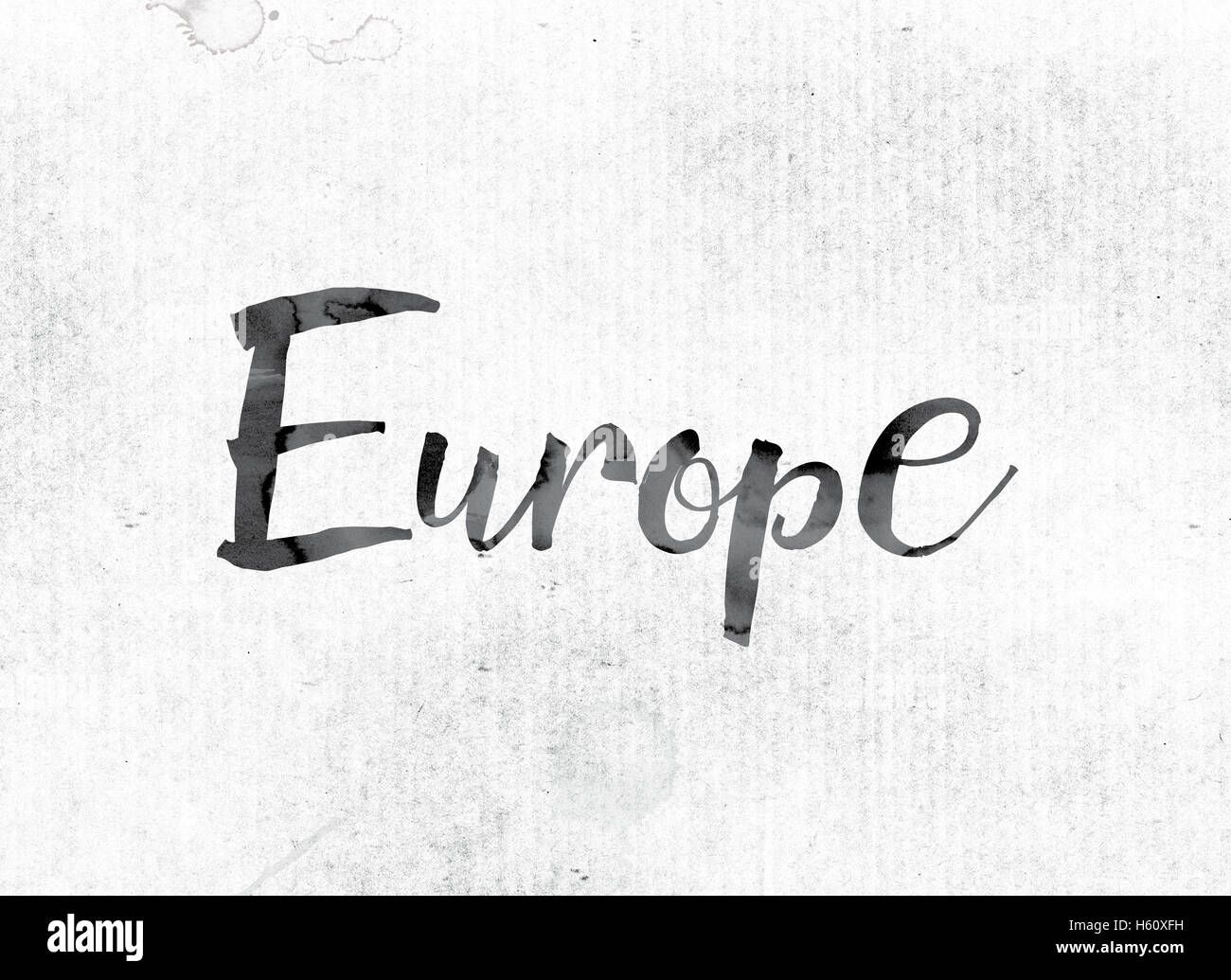 The word "Europe" concept and theme painted in watercolor ink on a ...