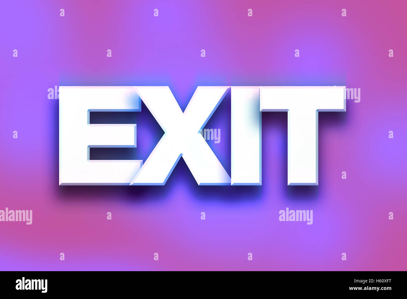 The word "Exit" written in white 3D letters on a colorful background ...