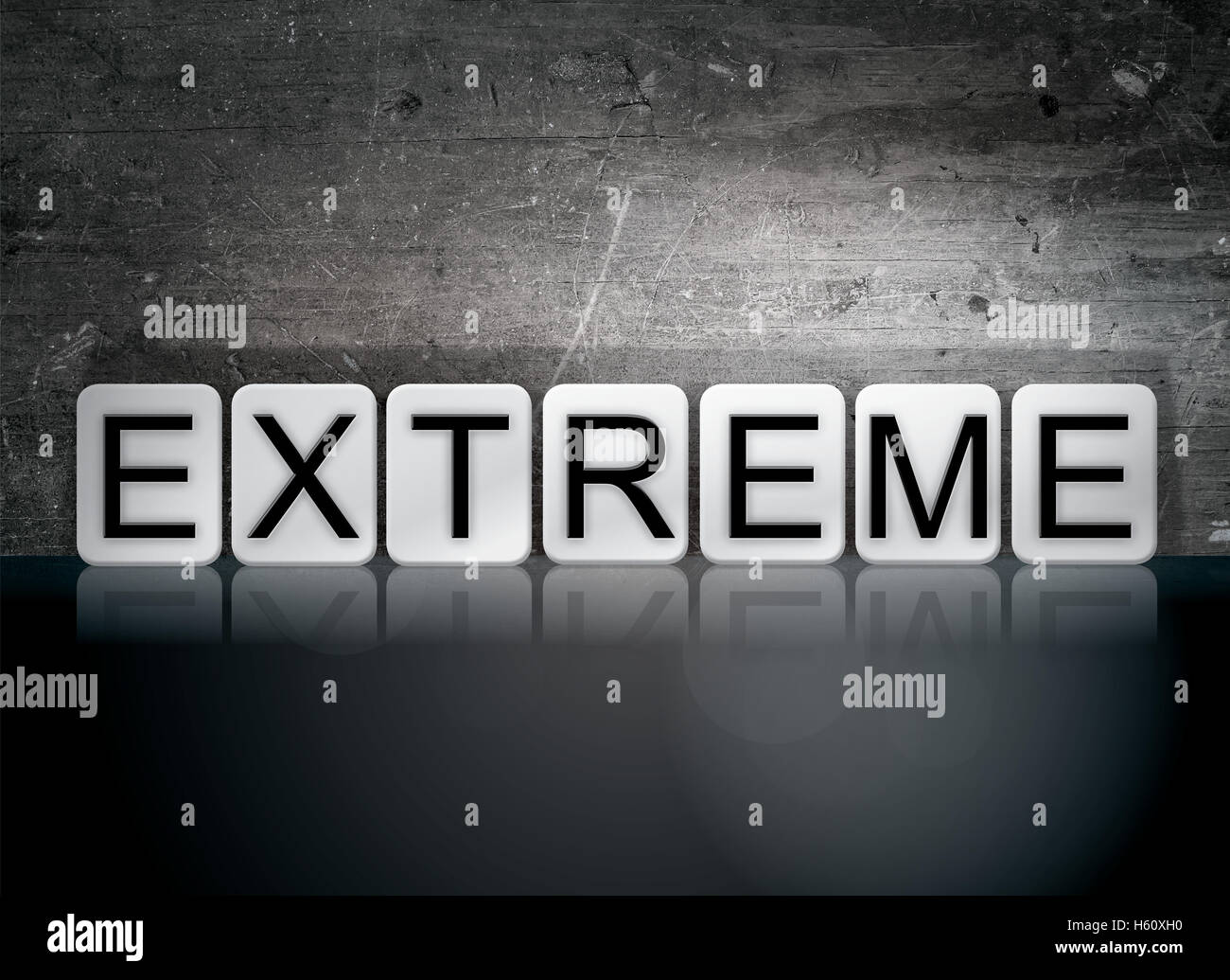 The word "Extreme" written in white tiles against a dark vintage grunge ...