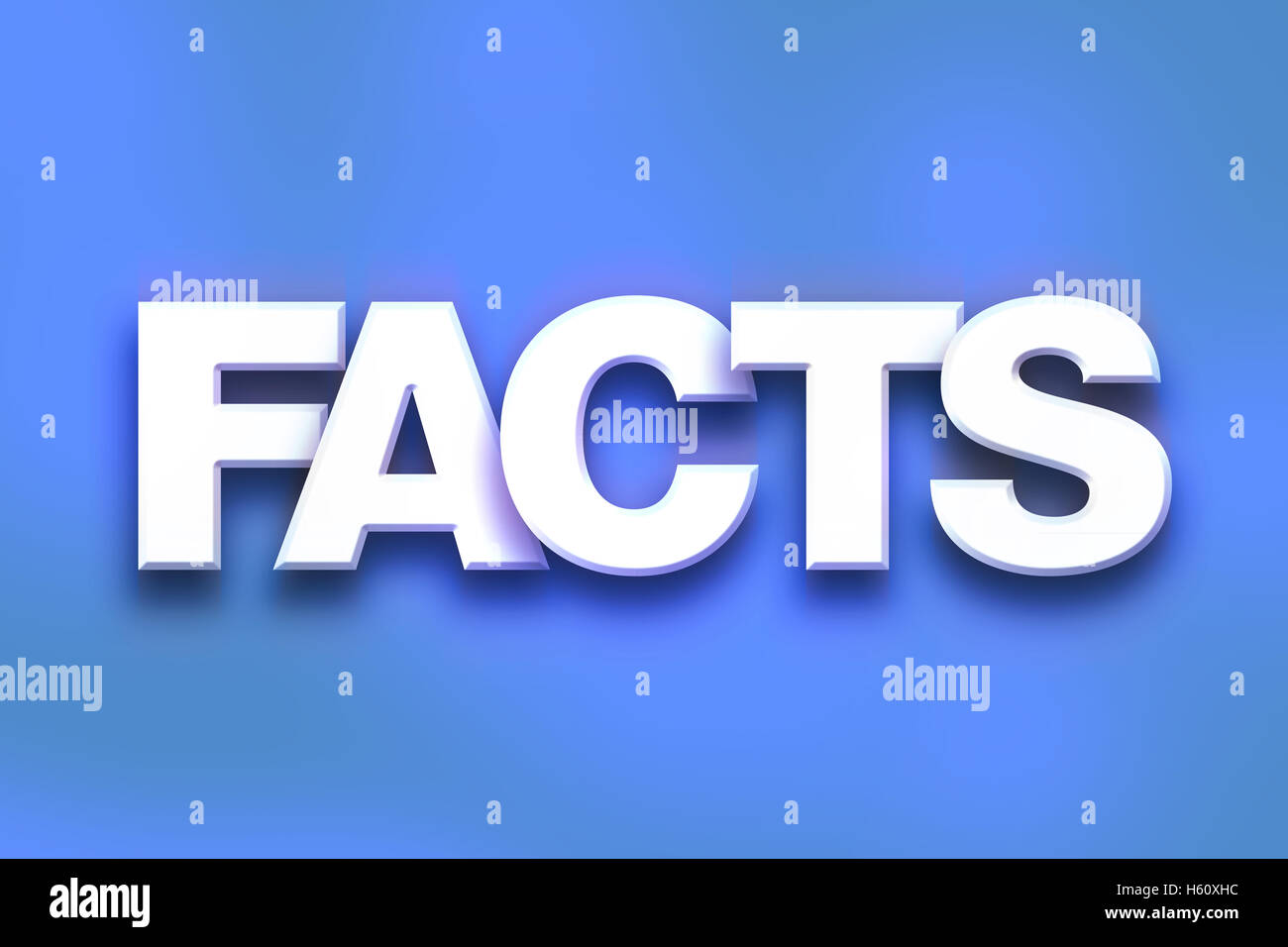 The word "Facts" written in white 3D letters on a colorful background concept and theme Stock ...