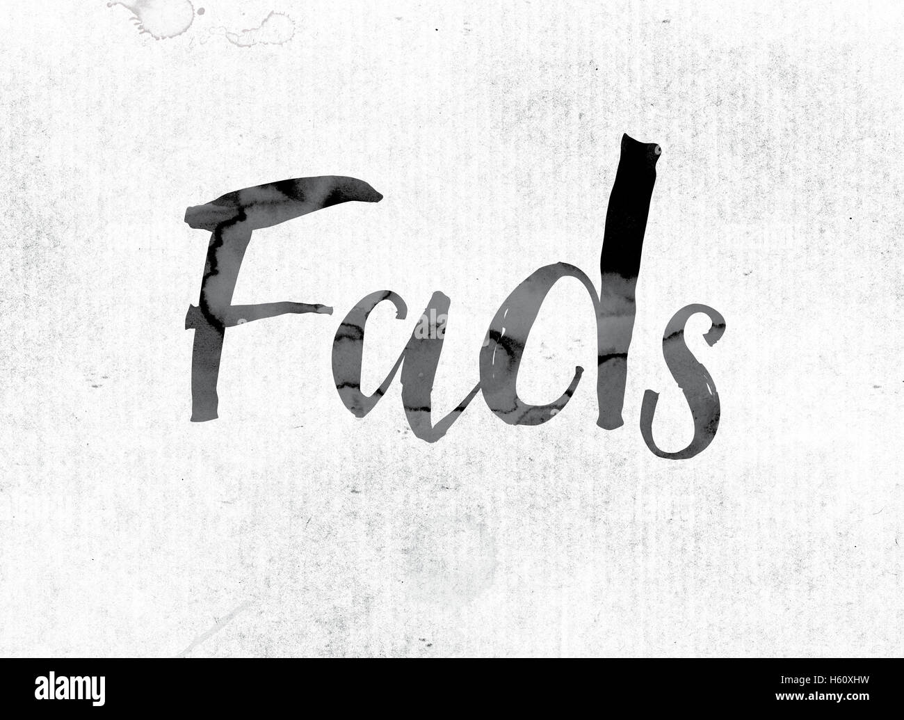 The word "Fads" concept and theme painted in watercolor ink on a white ...
