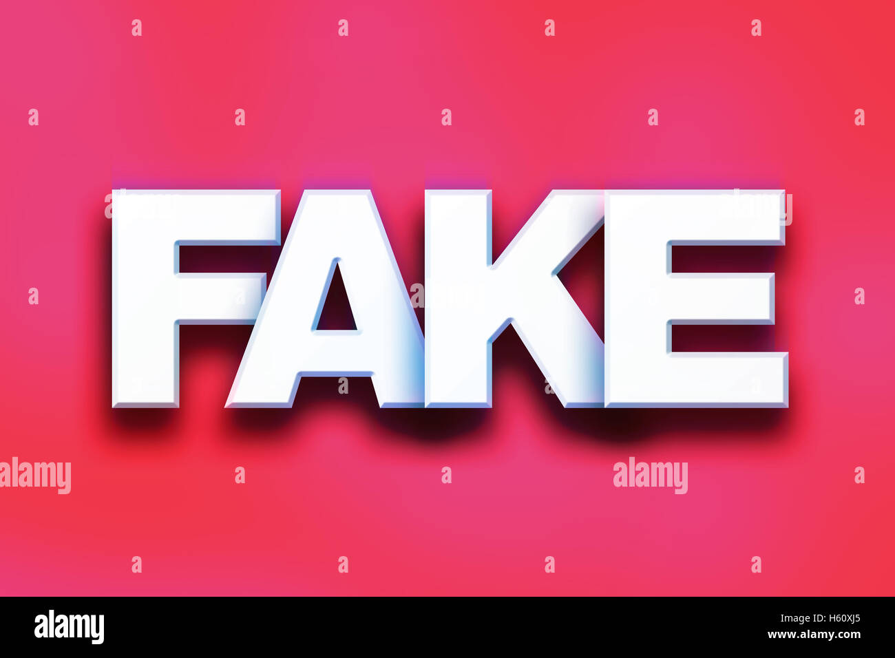 The word "Fake" written in white 3D letters on a colorful background ...