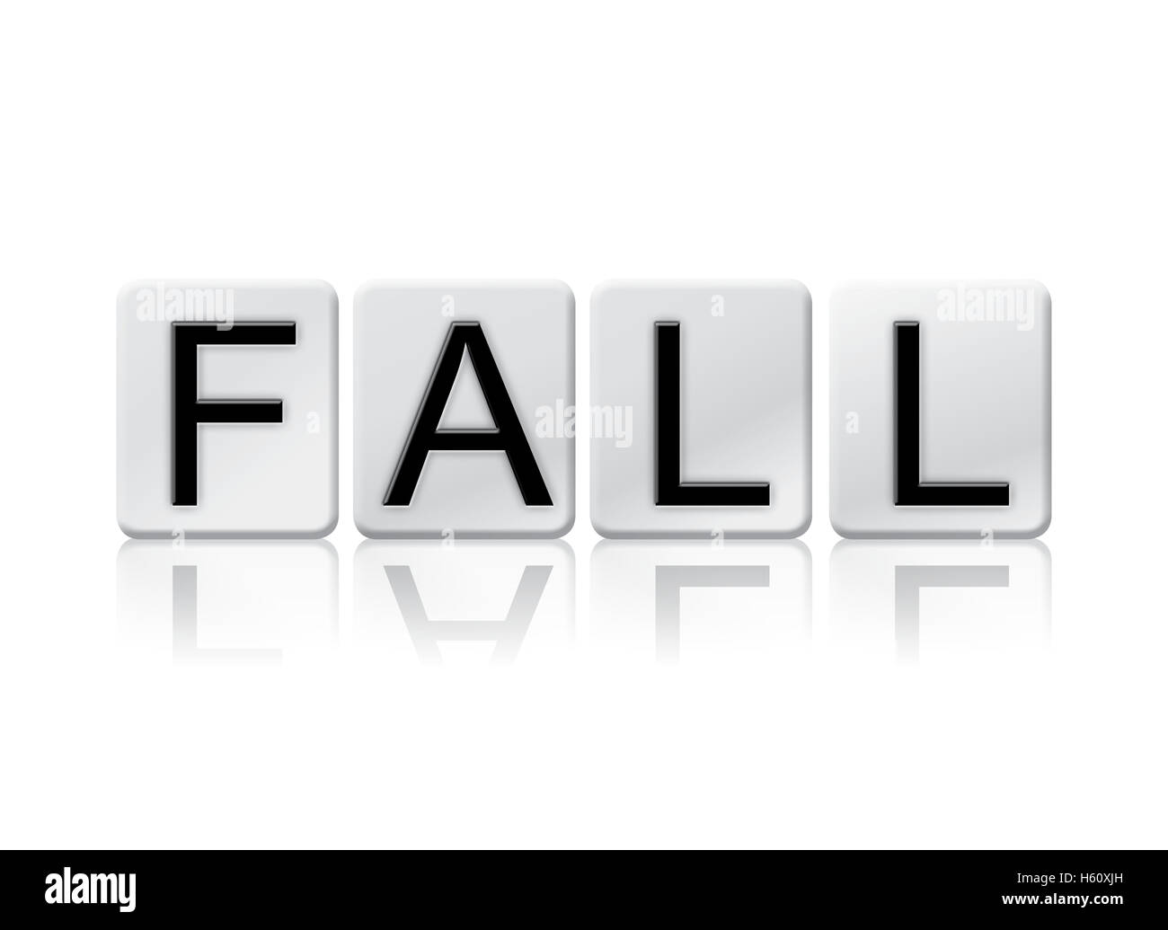 The word "Fall" written in tile letters isolated on a white background ...