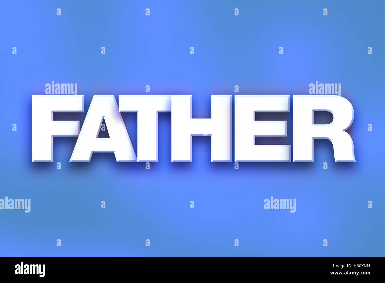 The word "Father" written in white 3D letters on a colorful background ...