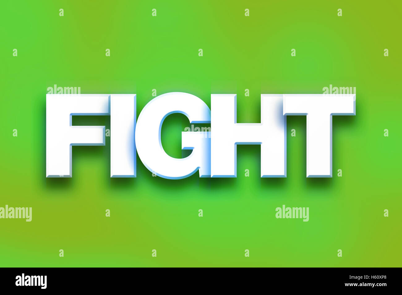 The word "Fight" written in white 3D letters on a colorful background ...