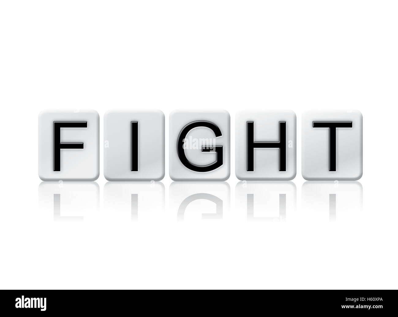 The word "Fight" written in tile letters isolated on a white background ...