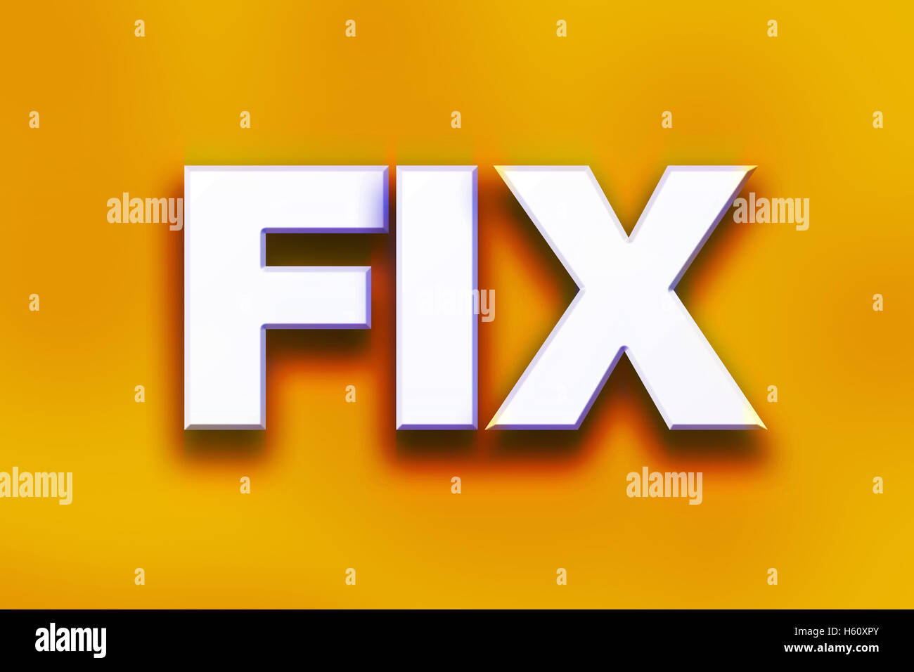 The word "Fix" written in white 3D letters on a colorful background ...