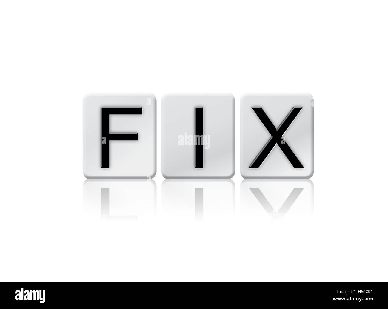 The word "Fix" written in tile letters isolated on a white background ...