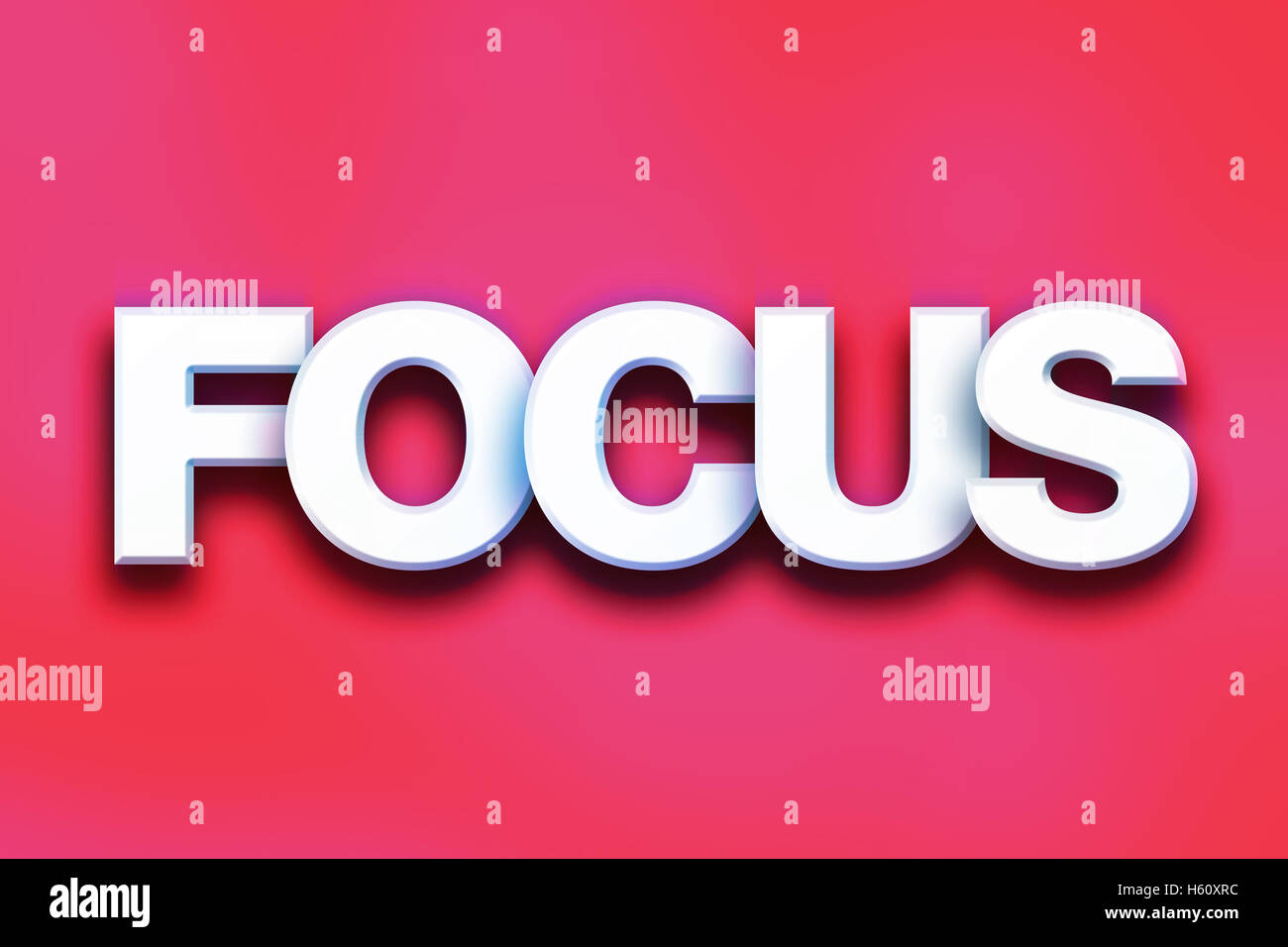 The word "Focus" written in white 3D letters on a colorful background ...