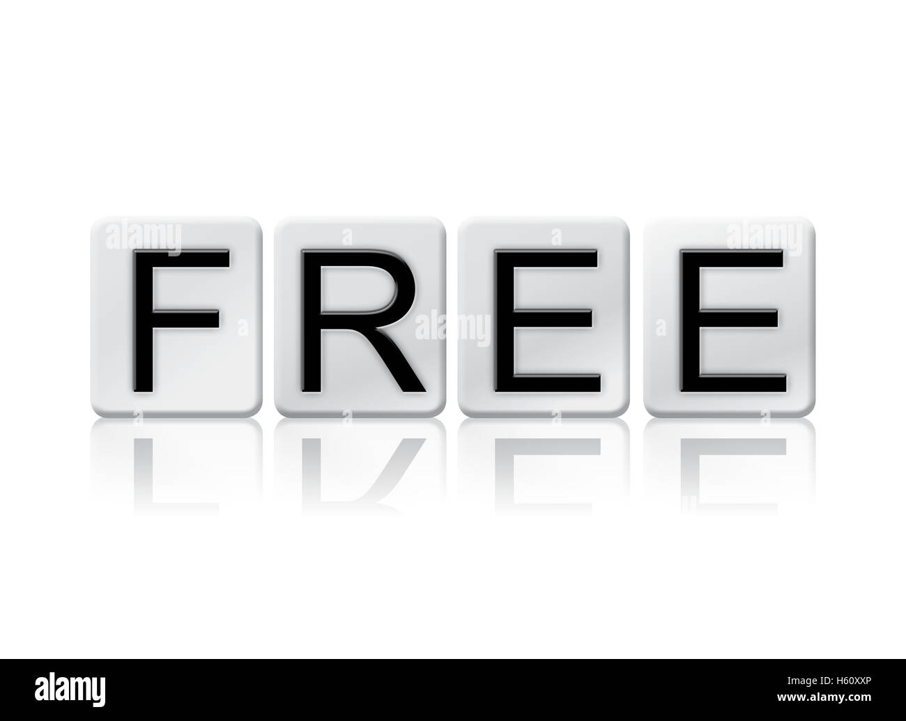 The word "Free" written in tile letters isolated on a white background ...
