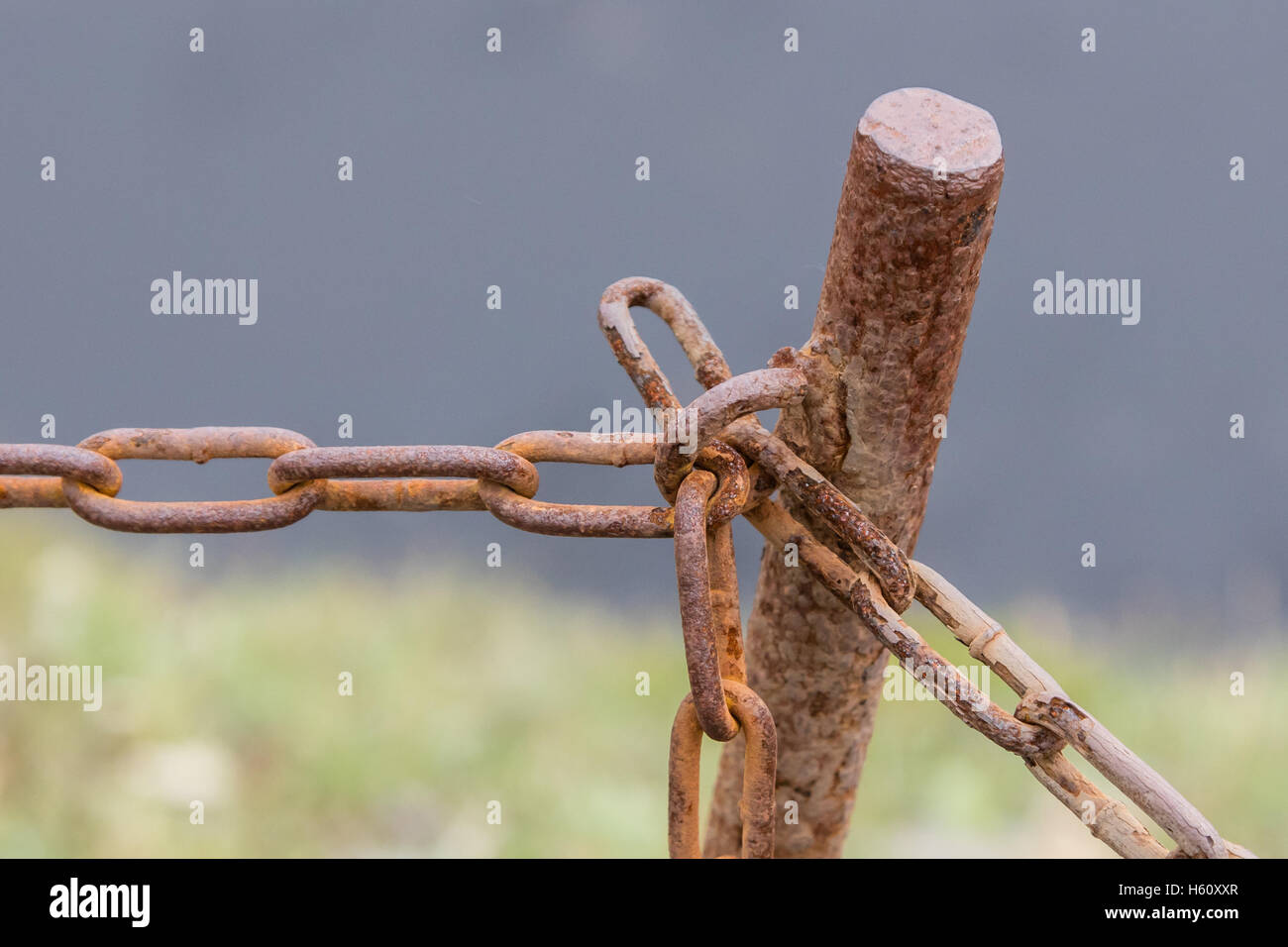 Old chain with rust, steel chain link fence Stock Photo - Alamy