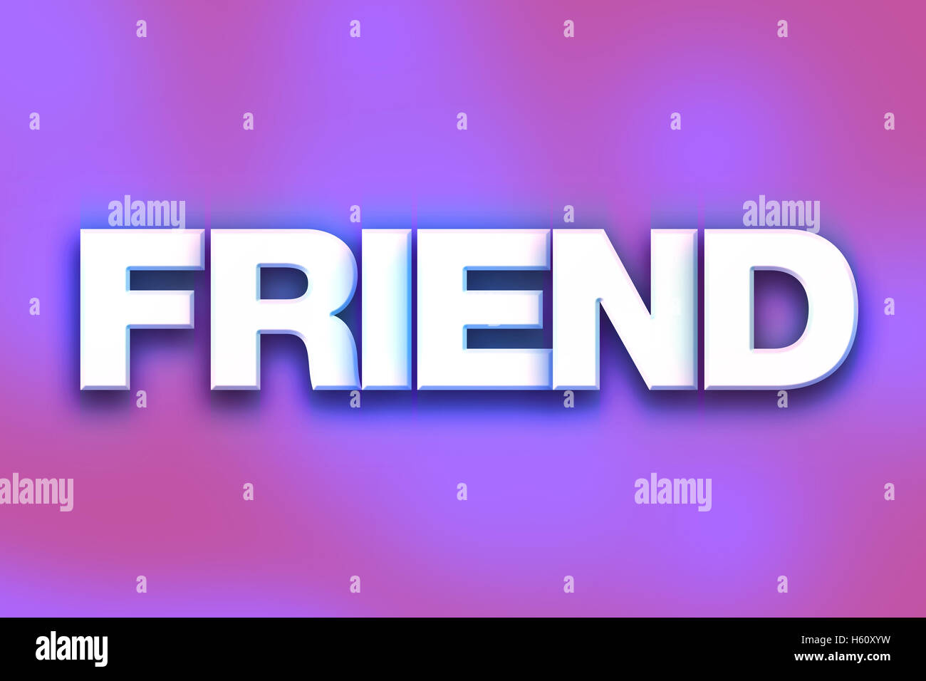 The word "Friend" written in white 3D letters on a colorful background ...