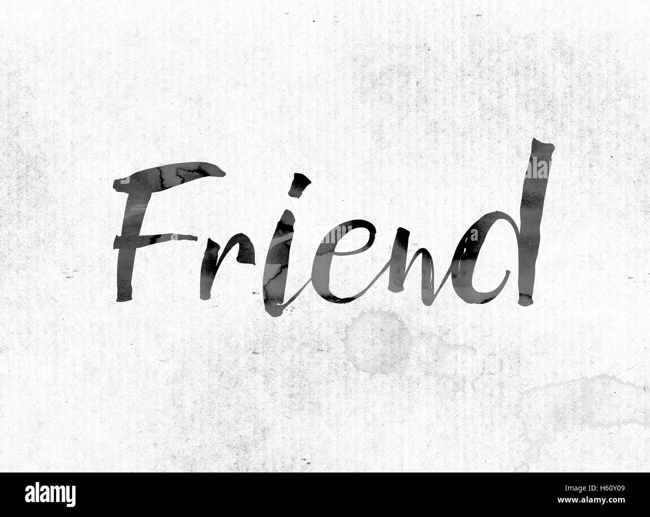 The word "Friend" concept and theme painted in watercolor ink on a ...