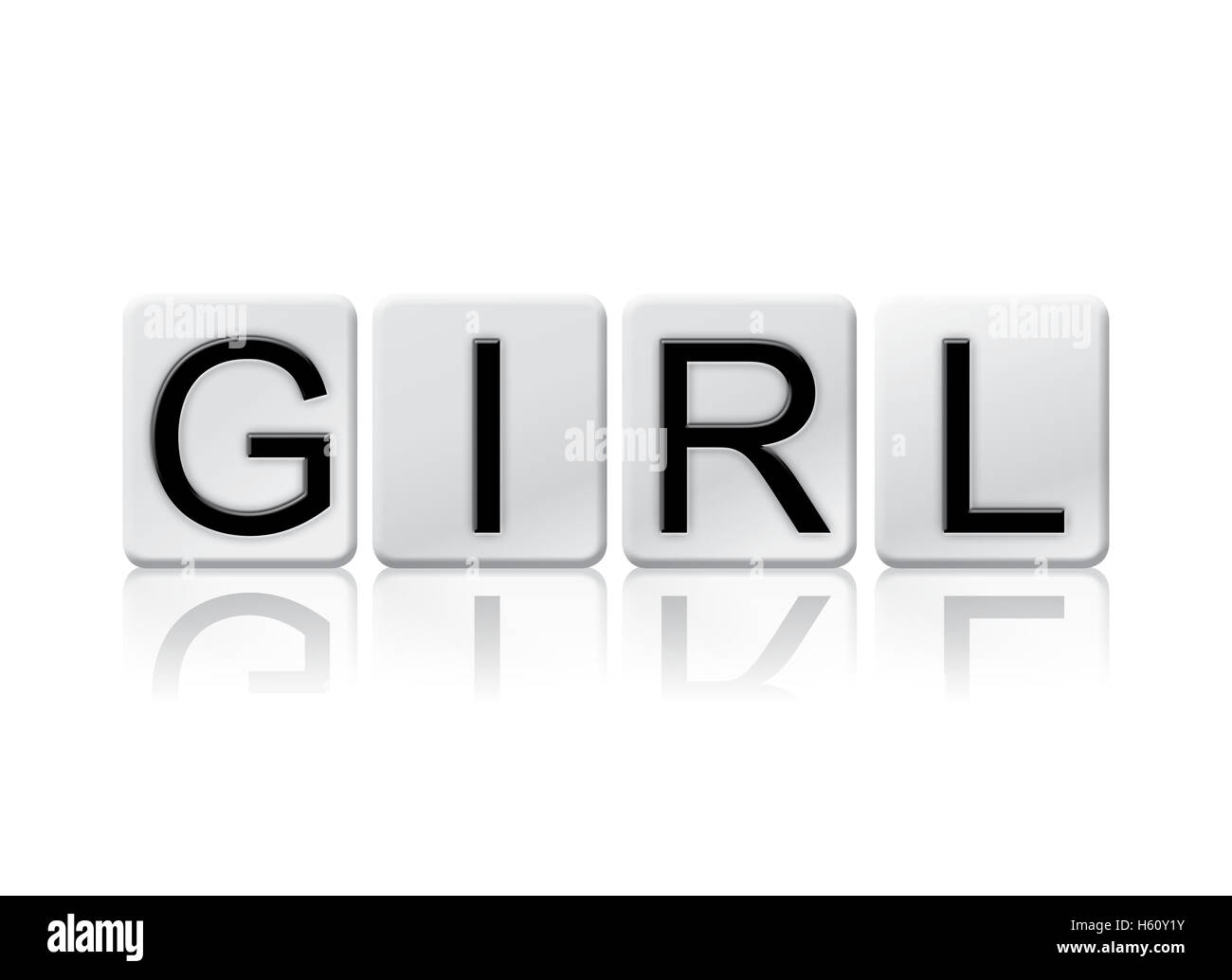 The word "Girl" written in tile letters isolated on a white background ...
