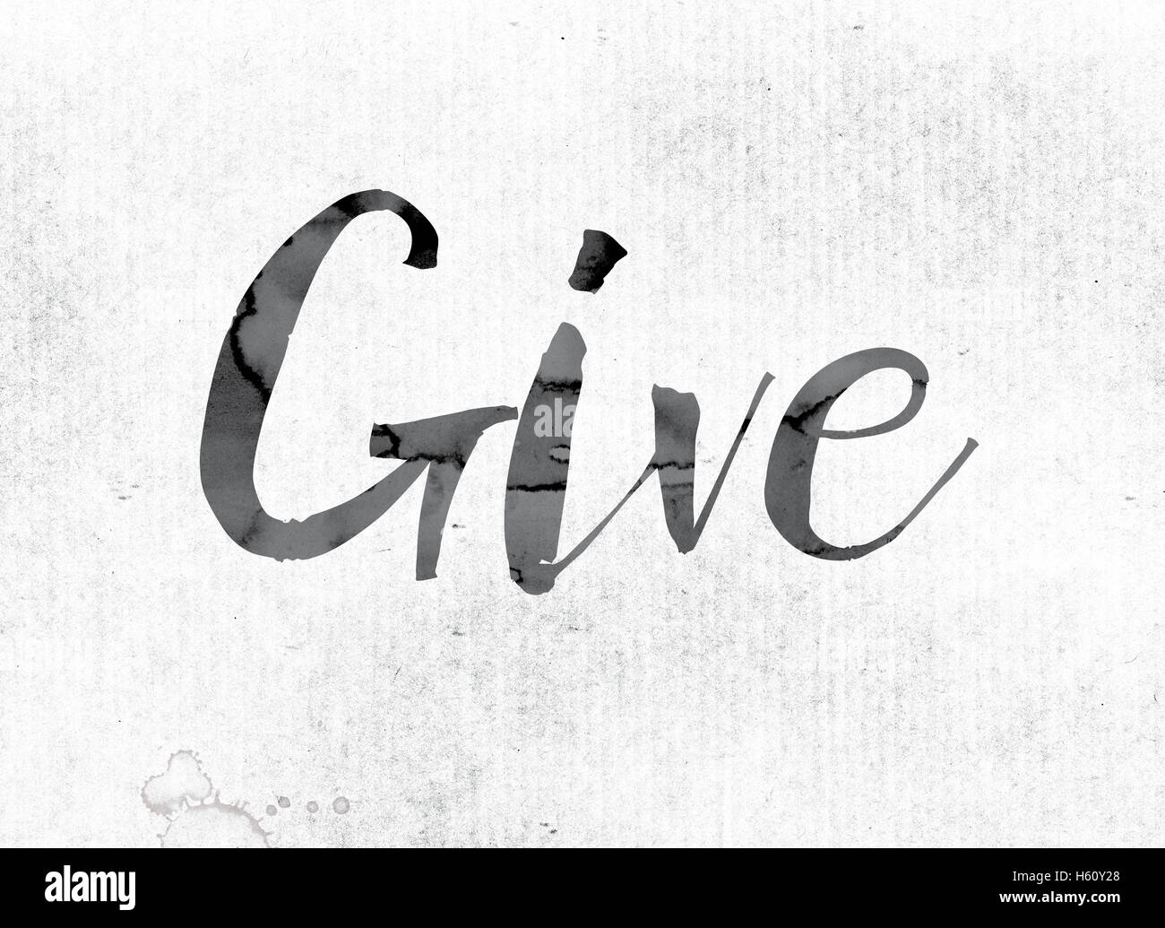 The word "Give" concept and theme painted in watercolor ink on a white ...